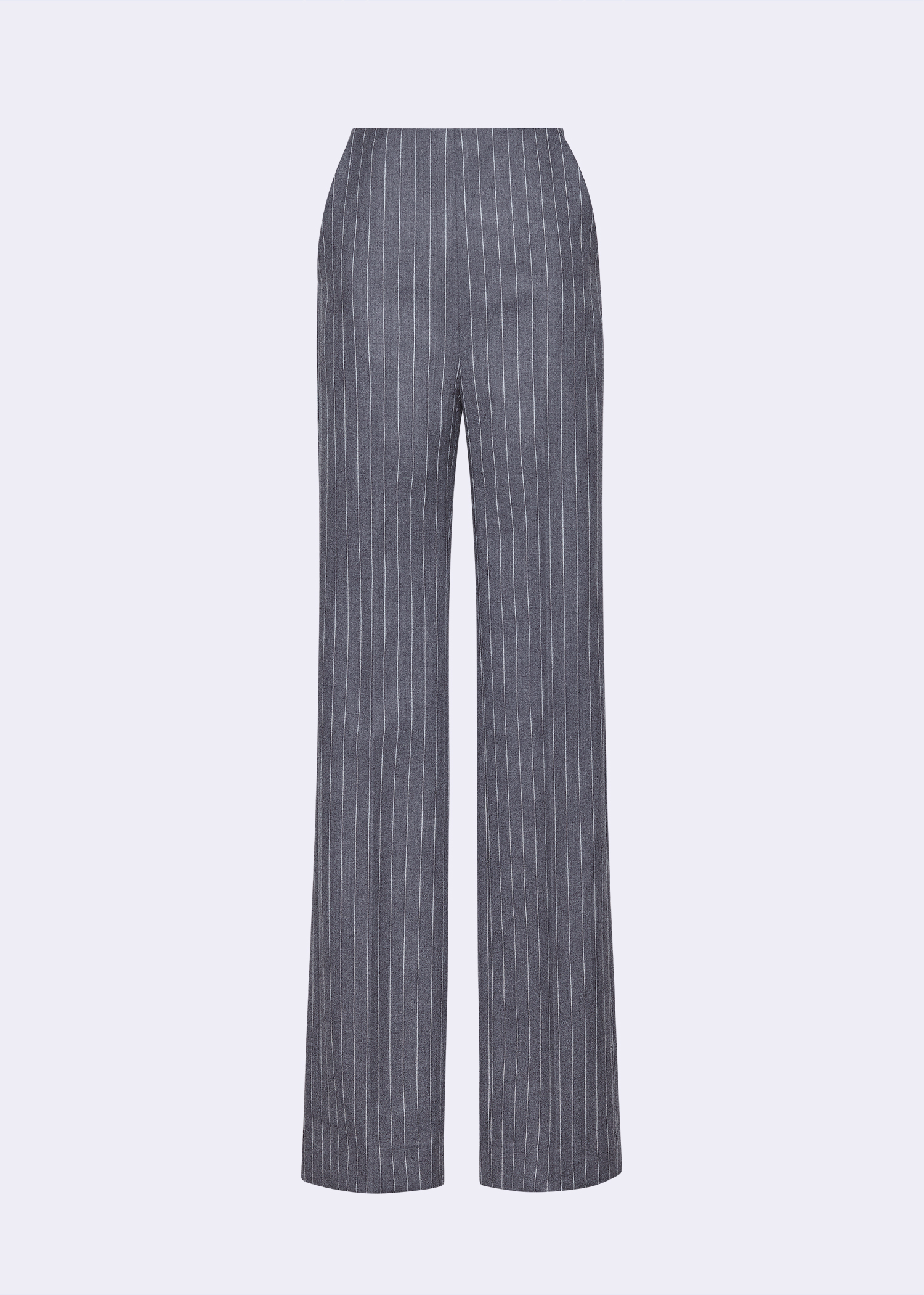Grey Chalk Stripe Wool Column Pants - POEM
