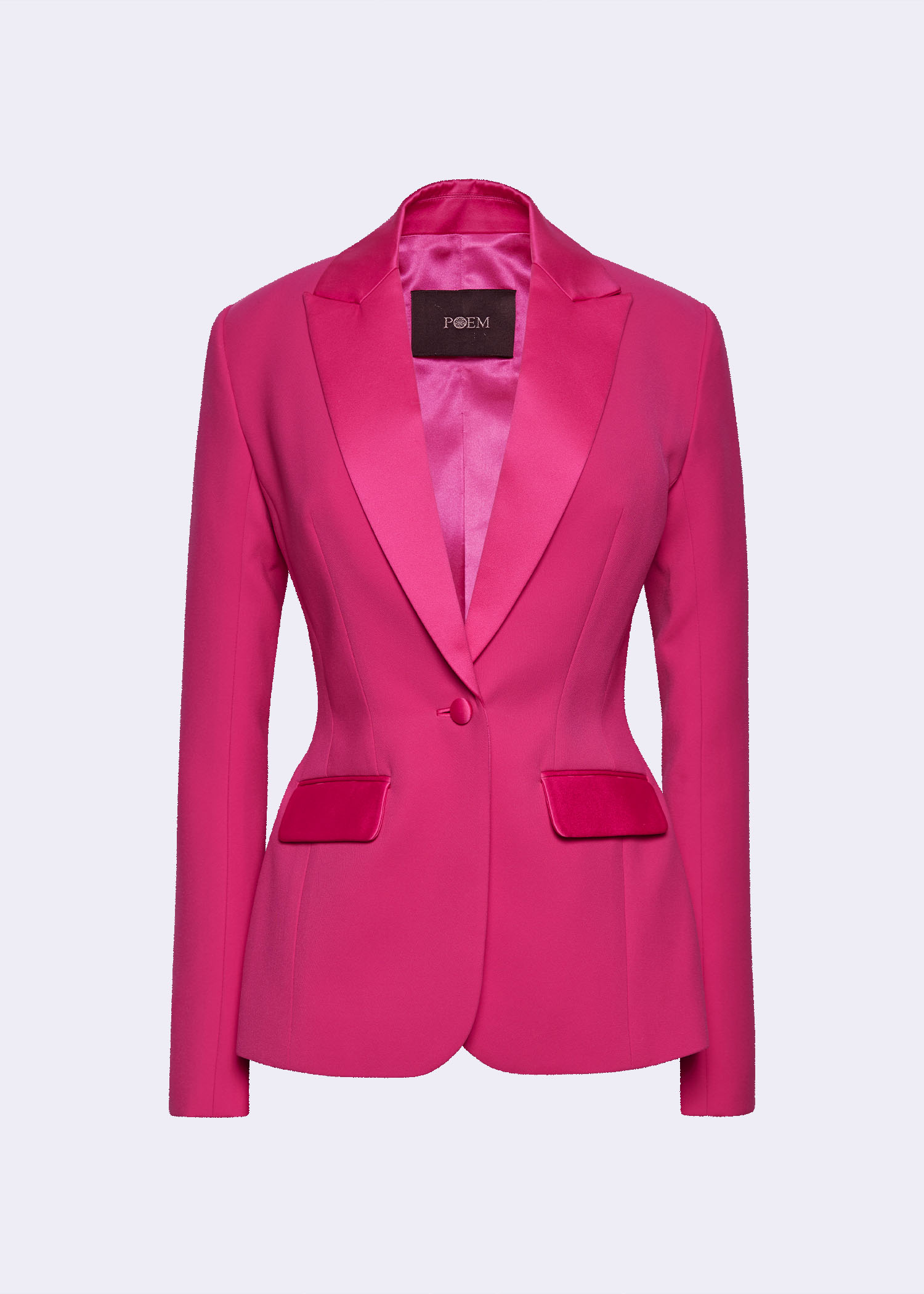 Magenta Polyester Jacket With Satin-Crepe Detail - POEM