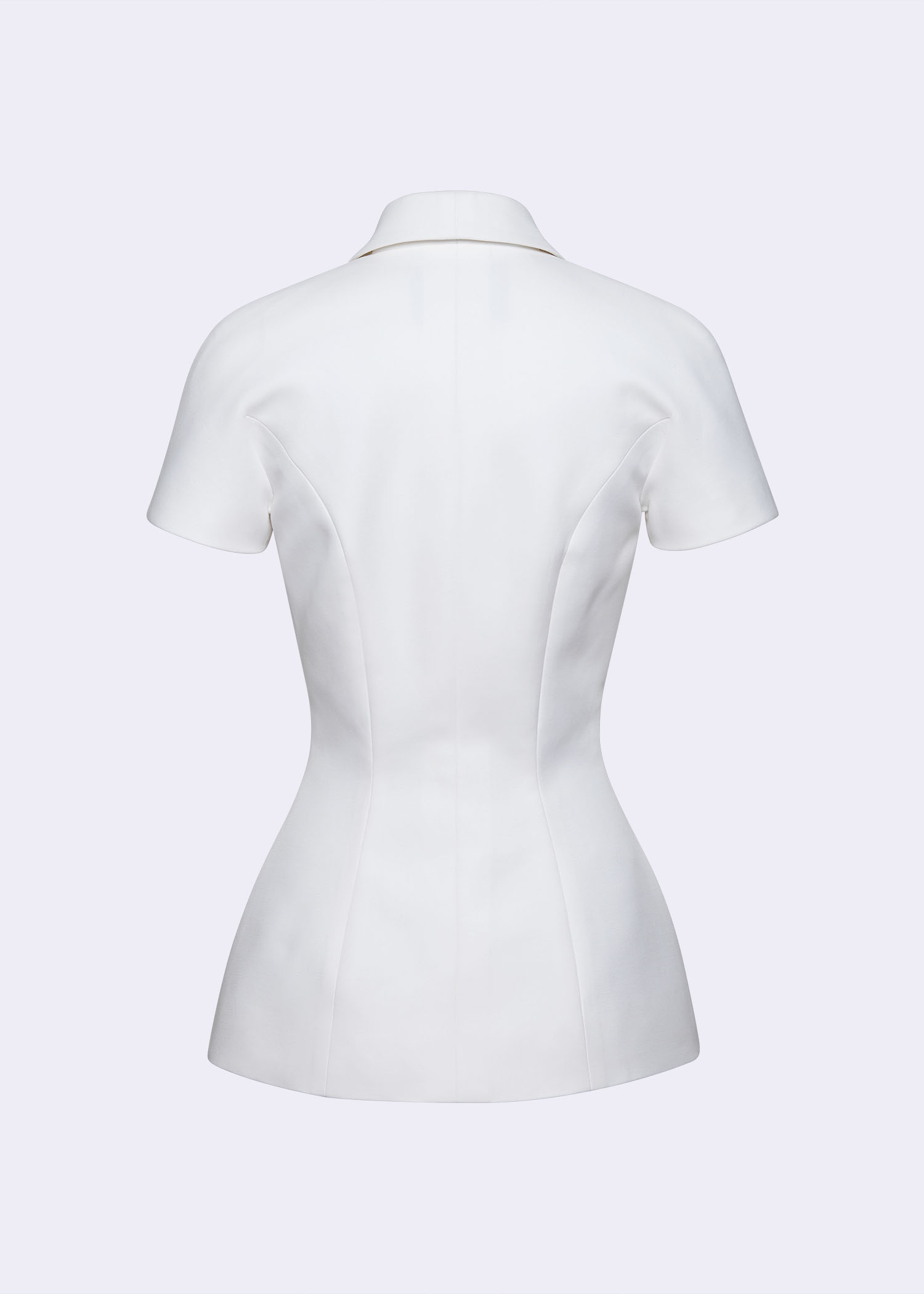 Off-white “Calla Lily” Ruffle Shawl Collar Double-Breasted Tailored Top ...